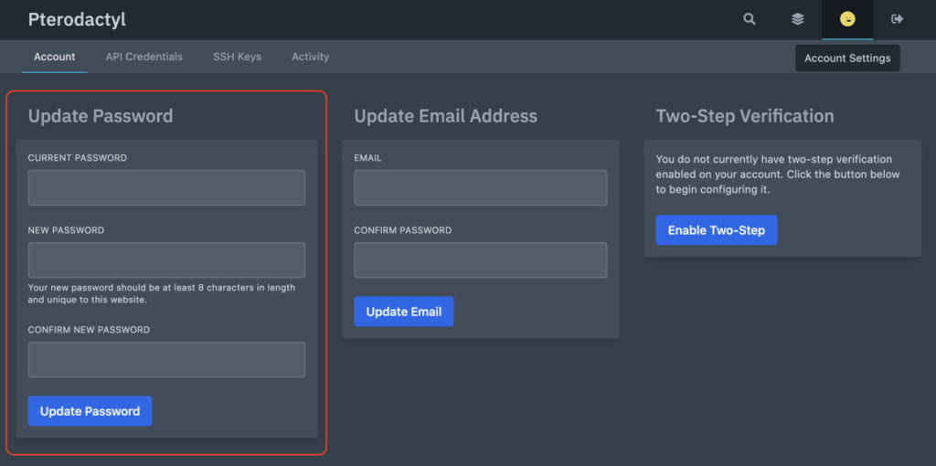How to Change the Password from the Game Control Panel | Wiki